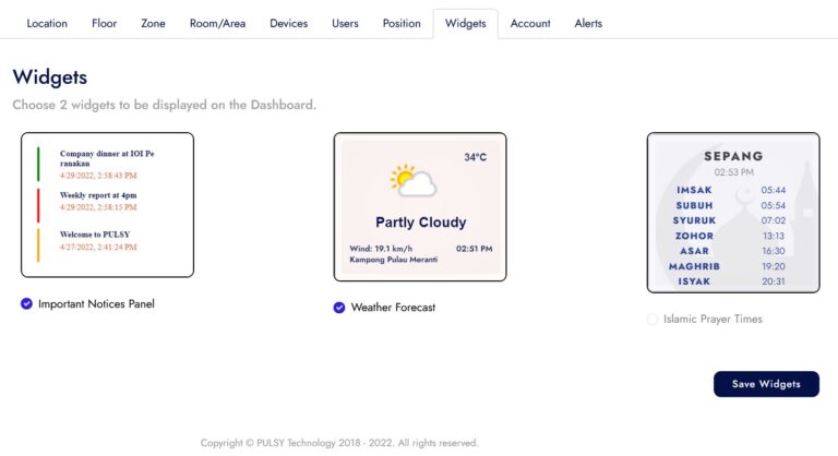 Widgets Setting – PULSY Magic